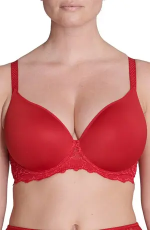 Simone Perele Caresse Underwire Plunge Bra Tango Red