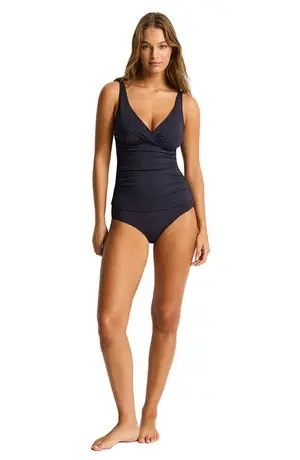 SEA LEVEL Cross Front Tankini Top - Night Sky