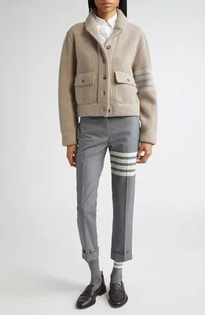 Thom Browne 4-bar Cropped Skinny Trousers - Med Grey