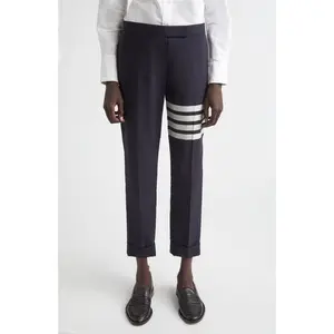 Thom Browne Thom Browne 4-Bar Cropped Skinny Trousers Navy