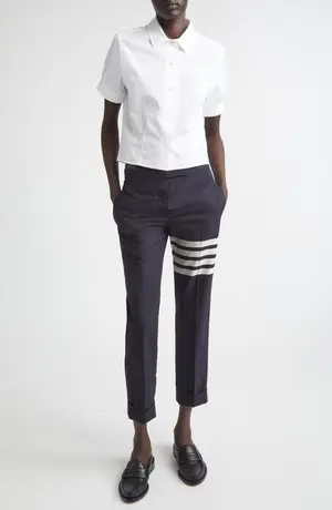 Thom Browne 4-bar Cropped Skinny Trousers - Navy