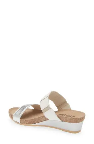 Naot Royalty Wedge Slide Sandal - Soft White/soft Silver