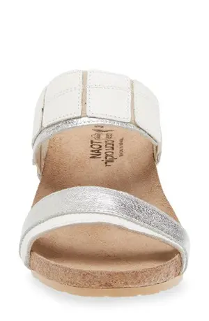 Naot Royalty Wedge Slide Sandal - Soft White/soft Silver