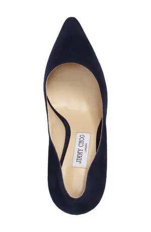 JIMMY CHOO Romy 85 Suede Pumps - Navy Suede