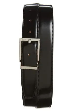 FERRAGAMO Reversible Leather Belt Black/ Cuoio