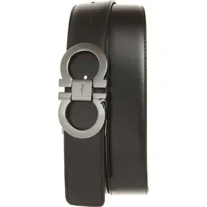 FERRAGAMO Reversible Leather Belt - Black/auburn