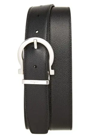 FERRAGAMO Reversible Leather Belt - Black/hickory