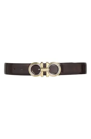 FERRAGAMO Reversible Leather Belt Brown Sugar/ Nero