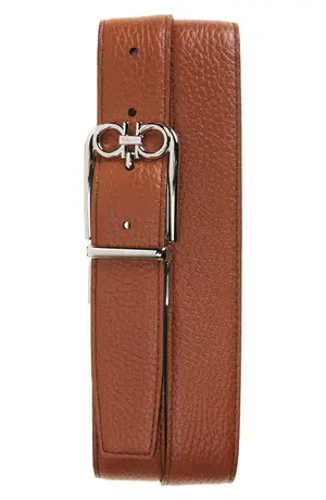 FERRAGAMO Reversible Leather Belt Cuoio Nero