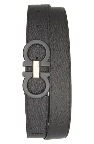 FERRAGAMO Reversible Leather Belt Nero / Nero