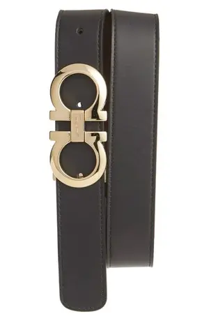 FERRAGAMO Reversible Leather Belt Nero
