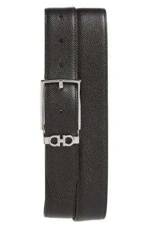 FERRAGAMO Reversible Leather Belt Nero/t.moro