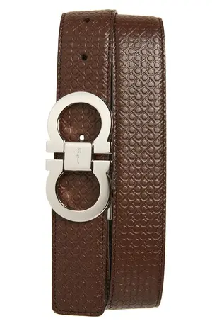 FERRAGAMO Reversible Leather Belt Tabacco/ Nero