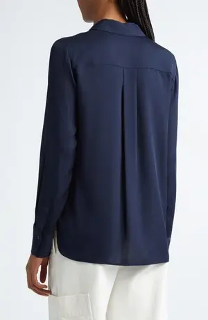 Vince Slim Silk Blouse - Coastal