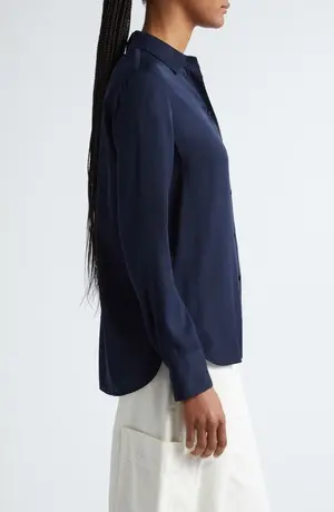 Vince Slim Silk Blouse - Coastal