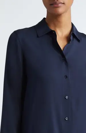 Vince Slim Silk Blouse - Coastal