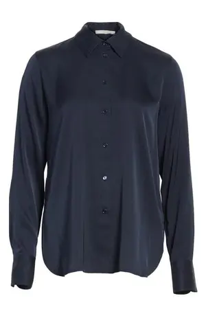 Vince Slim Silk Blouse - Coastal