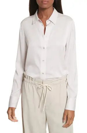 Vince Slim Silk Blouse - Hyacinth
