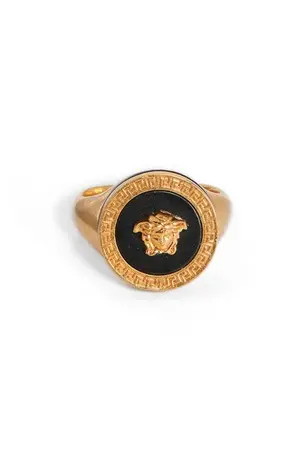 Versace Medusa Ring - Black-tribute Gold