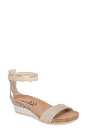 Naot Pixie Sandal - Beige Lizard/silver Leather