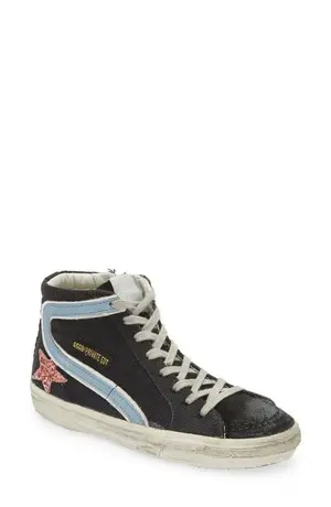 GOLDEN GOOSE Slide High-Top Sneaker Silver/pink/ice