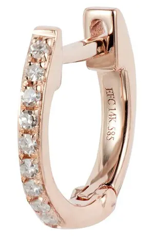 Ef Collection Mini Diamond Hoop Earrings - Rose Gold