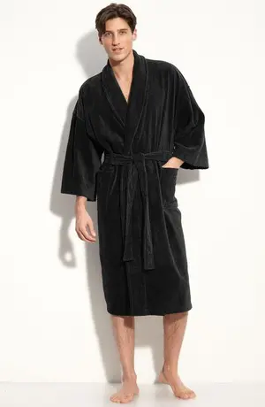 Majestic International Terry Velour Robe - Black