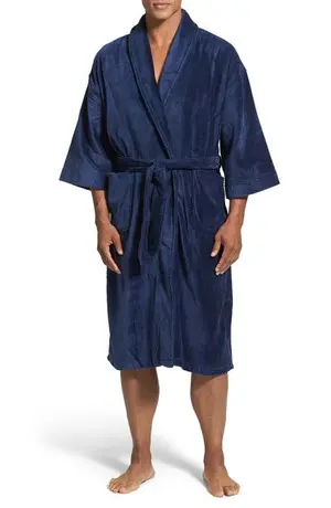 Majestic International Terry Velour Robe - Navy