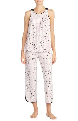 Kate Spade New York Crop Jersey Pajamas - Pink Dot