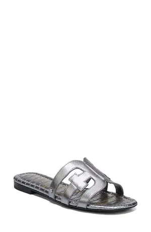 Sam Edelman Bay Cutout Slide Sandal Pewter Leather