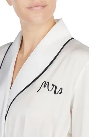 Kate Spade New York Mrs Charmeuse Short Robe - Off White