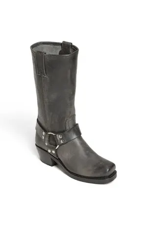 THE FRYE COMPANY Frye Harness 12R Leather Boots Charcoal