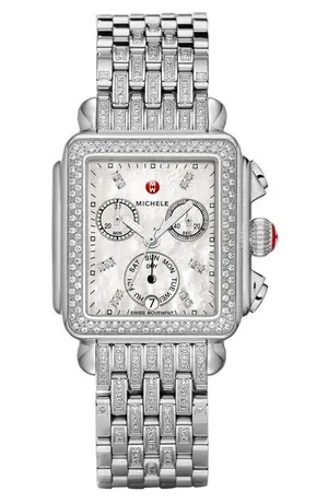 Michele Deco Diamond 18mm Bracelet Watchband