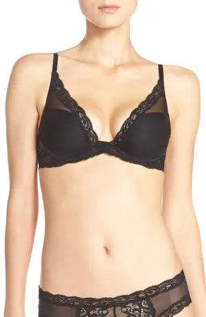 Natori Feathers Plunge T-shirt Basics Bra Black
