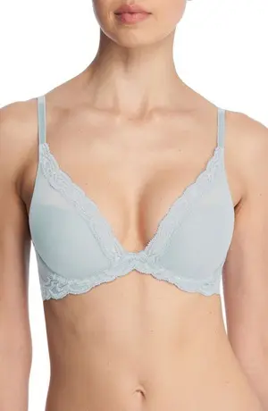 Natori Feathers Plunge T-shirt Basics Bra Blue Pearl