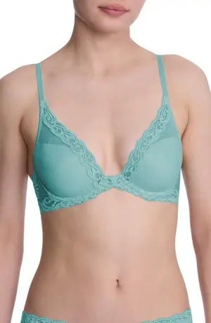 Natori Feathers Plunge T-shirt Basics Bra Bright Teal