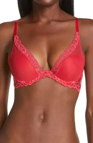 Natori Feathers Plunge T-shirt Basics Bra Chili