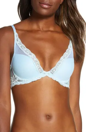 Natori Feathers Plunge T-shirt Basics Bra Cyan
