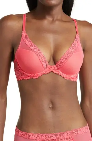 Natori Feathers Plunge T-shirt Basics Bra Hibiscus