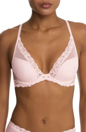 Natori Feathers Plunge T-shirt Basics Bra Pink Sky