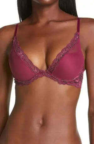 Natori Feathers Plunge T-shirt Basics Bra Pure Violet/ Bright Violet