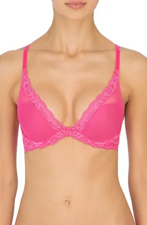 Natori Feathers Plunge T-shirt Basics Bra Raspberry Crush