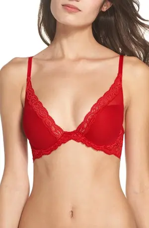 Natori Feathers Plunge T-shirt Basics Bra Red