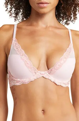 Natori Feathers Plunge T-shirt Basics Bra Ribbon/ Pch