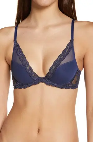 Natori Feathers Plunge T-shirt Basics Bra True Navy
