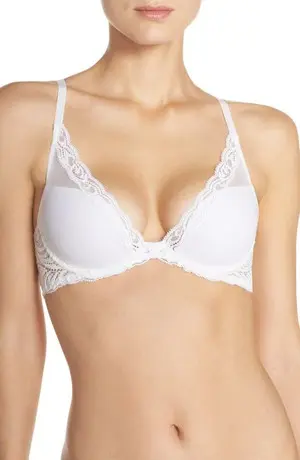 Natori Feathers Plunge T-shirt Basics Bra White