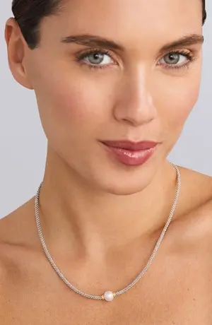 Lagos Luna Pearl Station Collar Necklace - Silver/pearl
