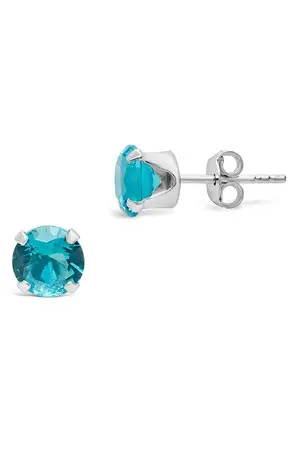 Sterling Forever Sterling Forever Sterling Silver Cubic Zirconia Stud Earrings Blue Topaz