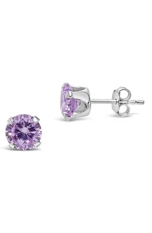 Sterling Forever Sterling Forever Sterling Silver Cubic Zirconia Stud Earrings Lilac