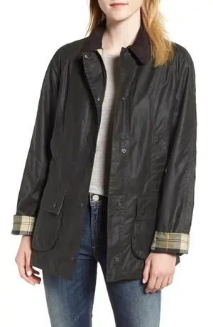 Barbour Beadnell Waxed Cotton Jacket - Olive